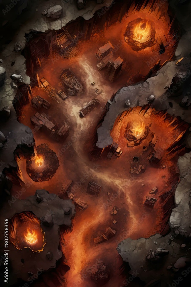 DnD Battlemap Magma Chamber - Magnificent cave filled with bats. Stock ...