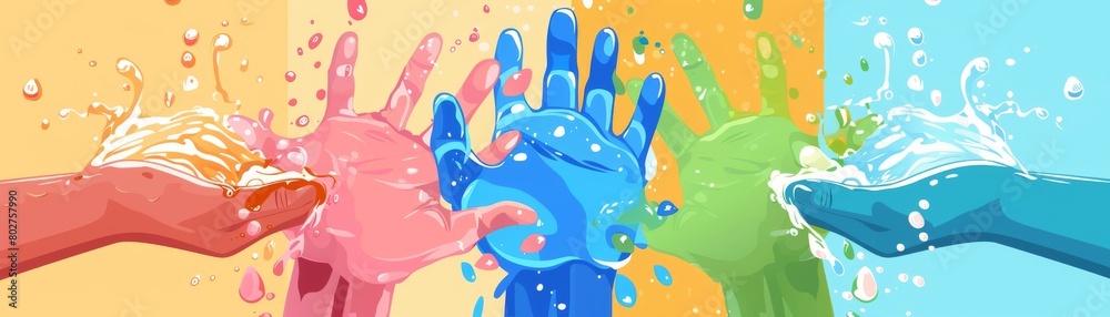 Animated sequence of hand washing steps for public service announcement ...