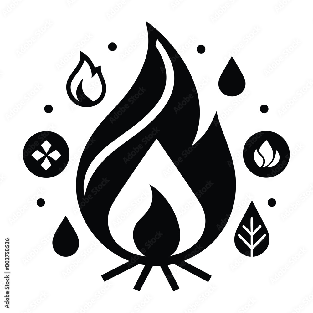 Solid color Fire flame nature logo and symbols icons template vector ...
