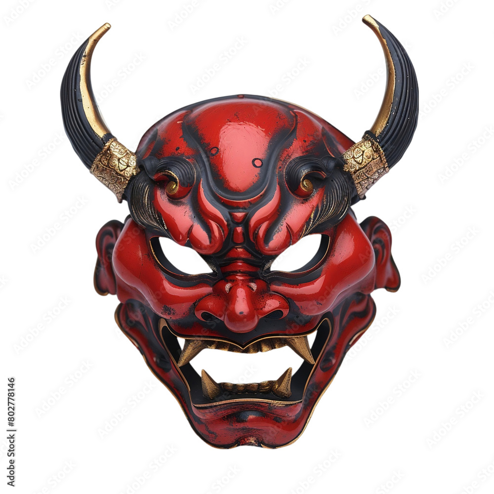 Red tengu mask on transparent background. Religious and Shintoism ...