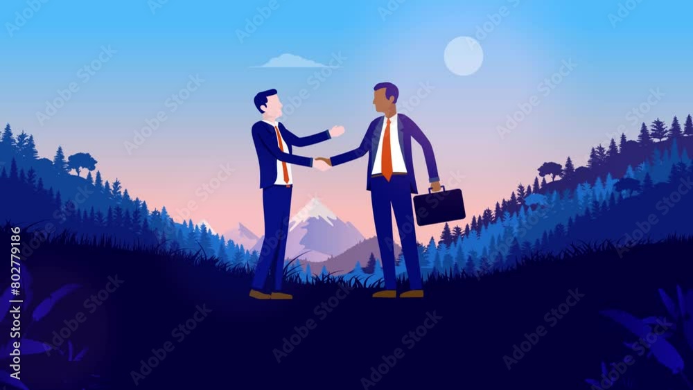Vidéo Stock Business handshake - Vector cartoon animation of ...