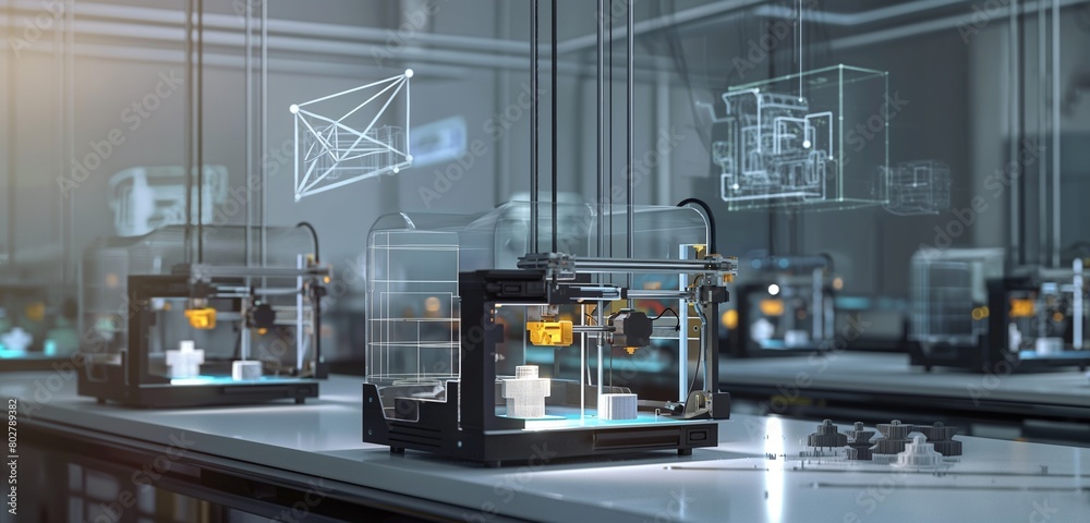 A digital fabrication workshop with state-of-the-art 3D printers ...