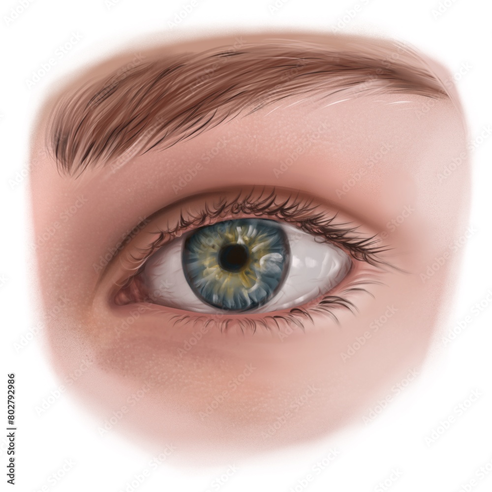 Different types of female eyes. Classic eye. Raster images of eye ...