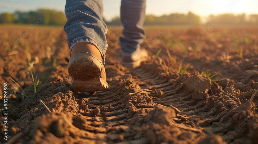 Realistic photo, stock photography focusing on the footprints left ...