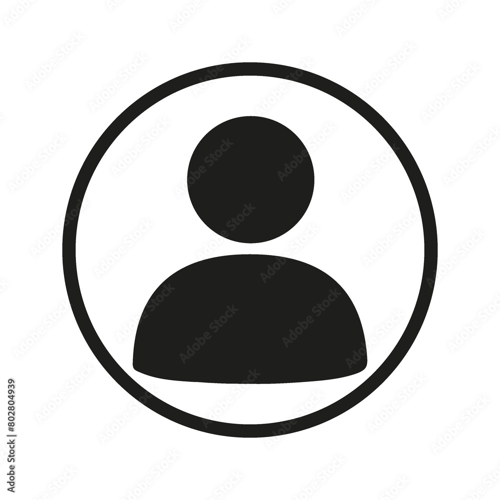 Flat illustration in black color. Avatar, user profile, person icon ...