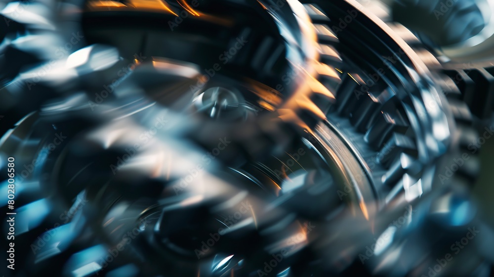 Mechanical linkage motion study, blurred movement, close-up, bright ...