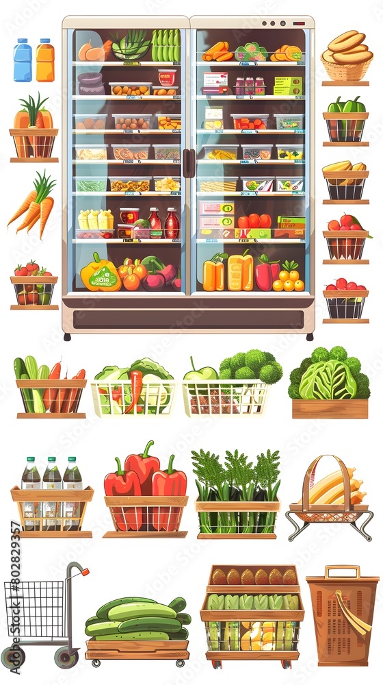 Interior of a Supermarket with Equipment and Furniture, Showing Various ...
