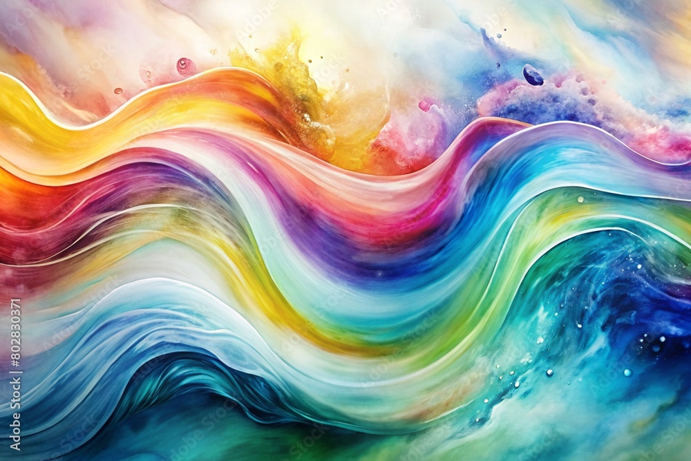 Abstract Energy Waves: Flowing waves of vibrant watercolor splatters ...