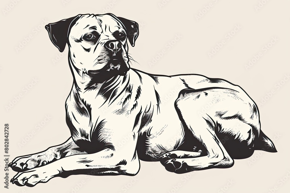 Dog illustration clear thick black outlines line art no missing arms no ...