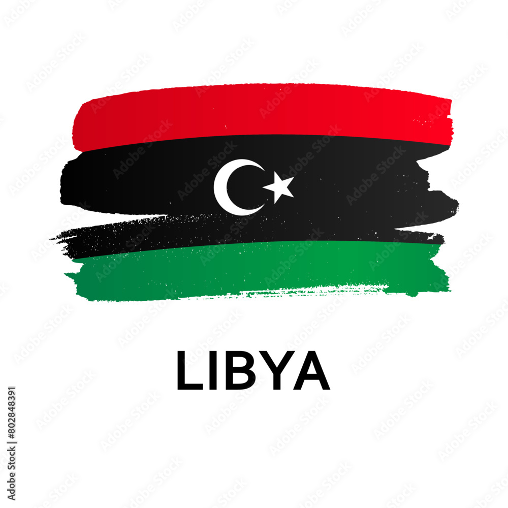 National symbols - flag of Libya isolated on a white background. Hand ...