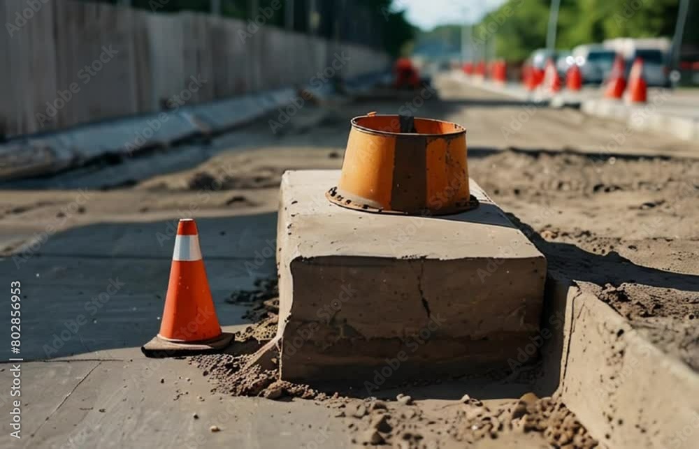 Traffic Cones and Concrete Barrier at a Road Construction Site - Road ...