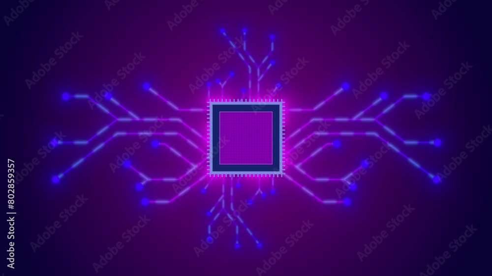 Futuristic technology background CPU circuit. Visualization AI processor power. Data ...