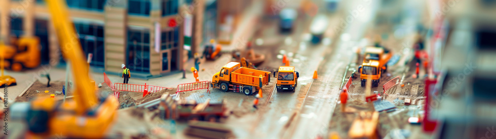miniature representation of a road construction as a concept of road ...