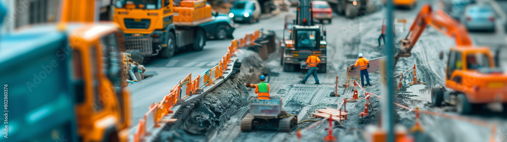 miniature representation of a road construction as a concept of road ...
