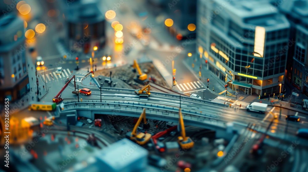 miniature representation of a road construction as a concept of road ...