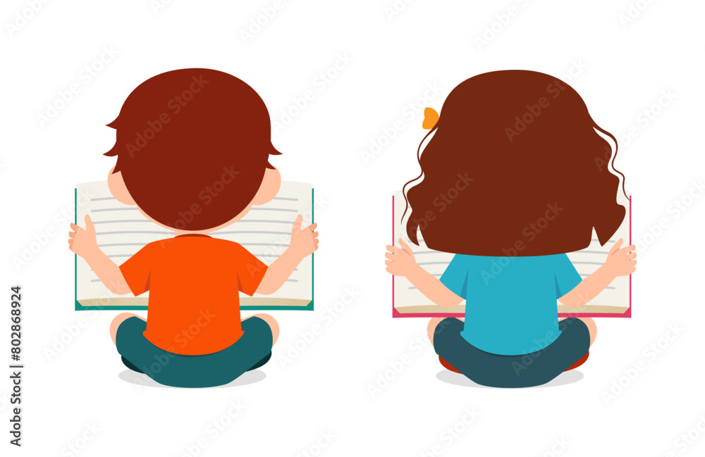 back view of little kid sit and read book Stock Vector | Adobe Stock back view of little kid sit and read book Stock Vector | Adobe Stock