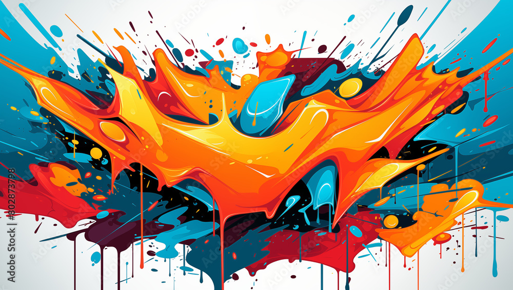 Abstract graffiti background with colorful cartoon characters and ...