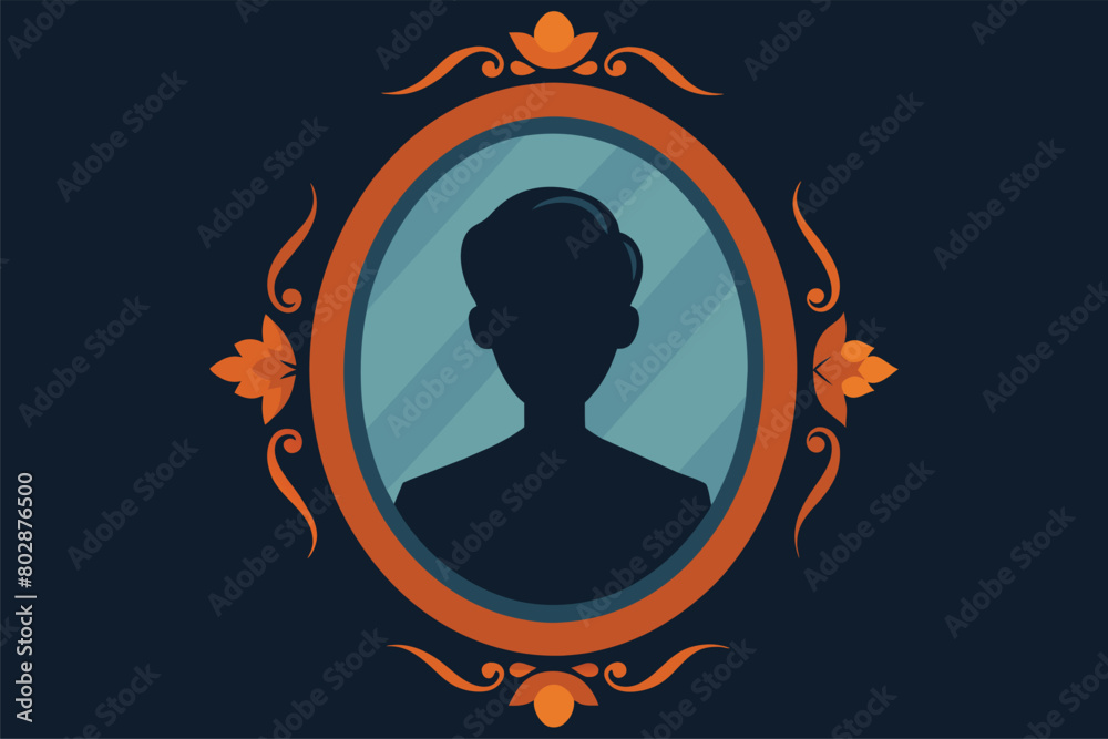Vintage silhouette portrait in ornate frame vector cartoon illustration ...