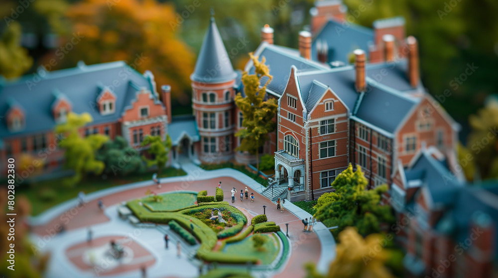 miniature university campus with students, educational concept created ...