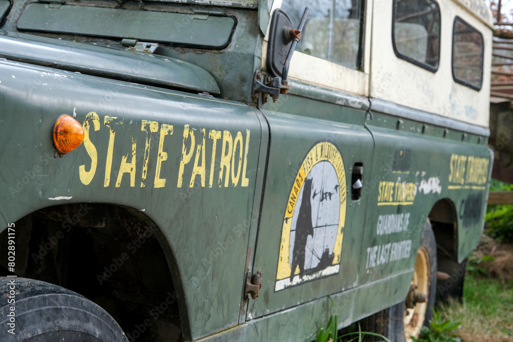 Pairi Daiza zoological park. Four-wheel-drive ranger car used to ...