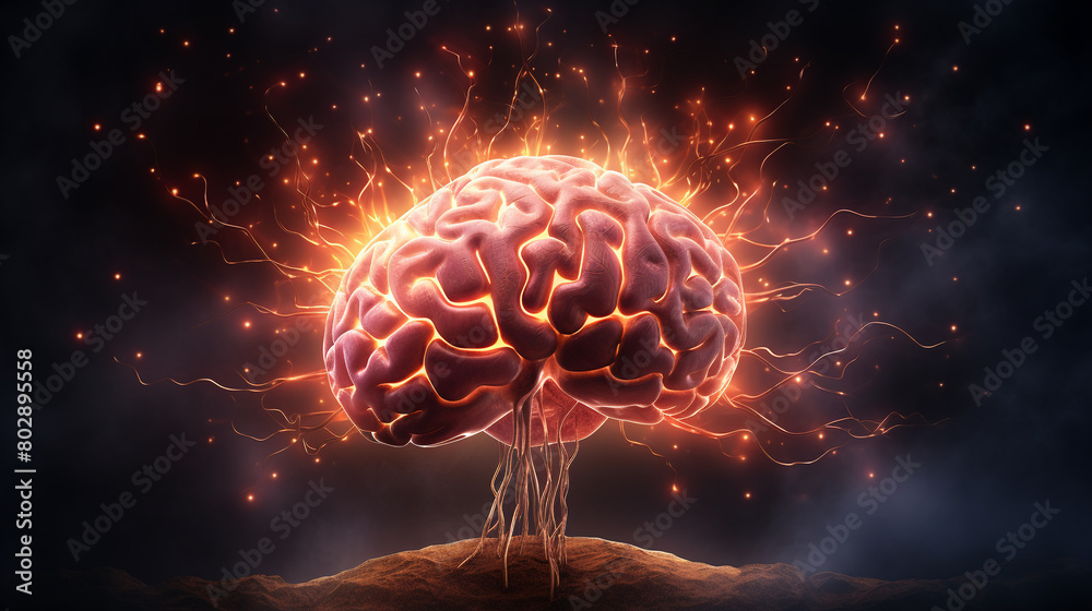 An image of a brain lit from within, its neural pathways glowing to symbolize enhanced ...