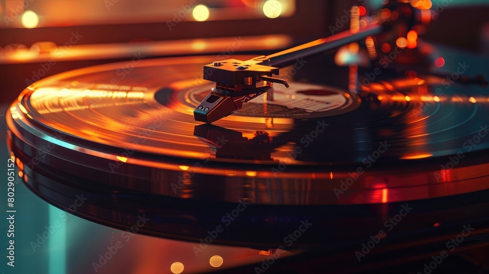 An enchanting image of a vintage record player, its sleek design and ...