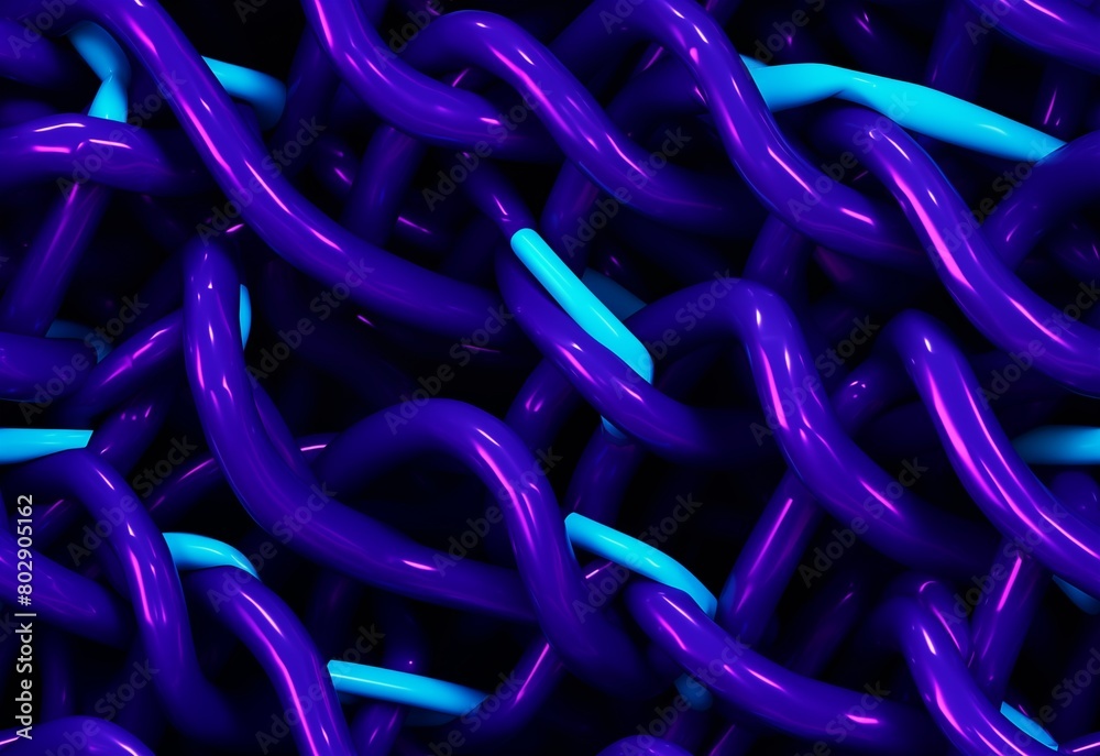 Seamless abstract background with neon glowing pipes and chains ...