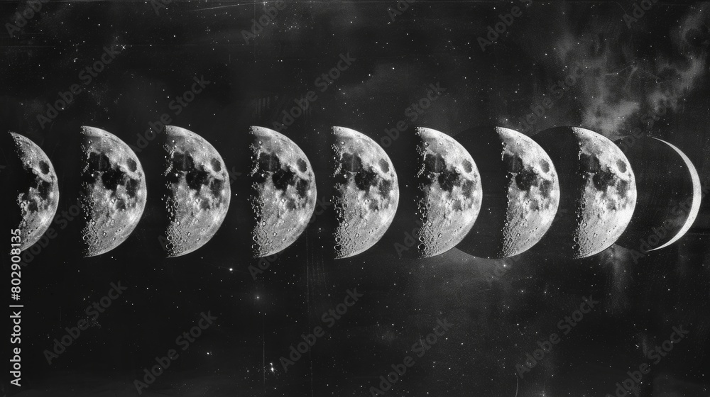 Diagrams explaining the phases of the moon. Stock Illustration | Adobe ...