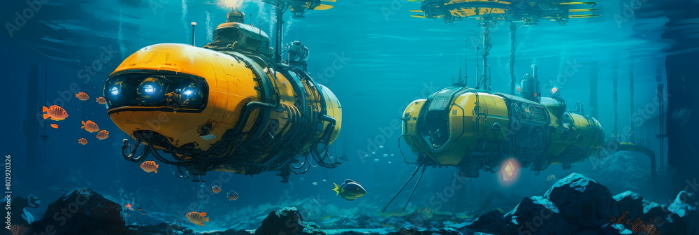 Ocean exploration vehicles include submarines, deep sea divers and ROVs ...