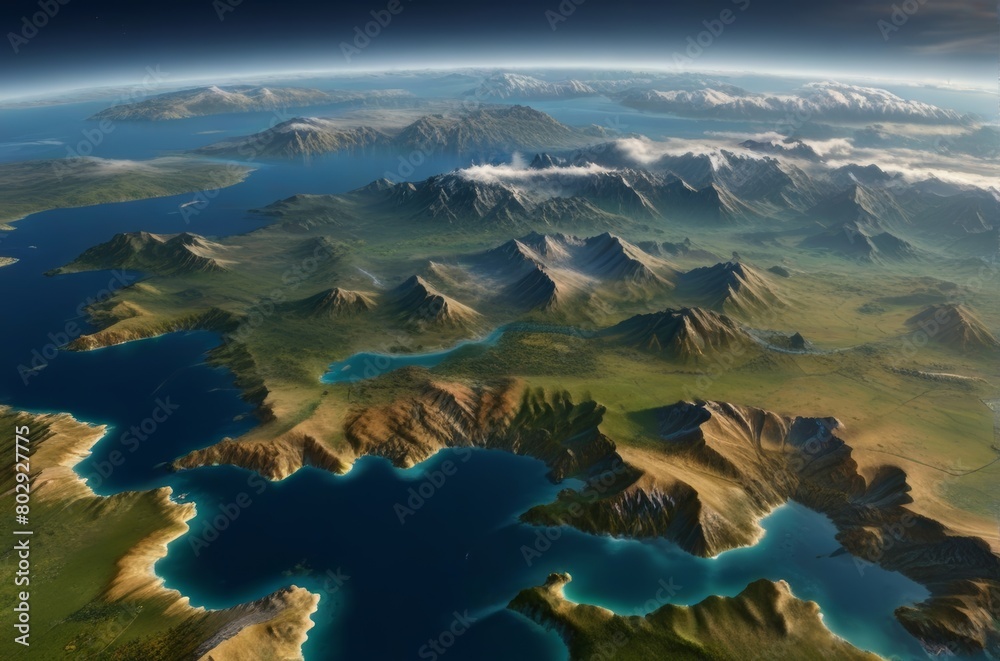 Fantasy 3d map of a fictional continent Stock Illustration | Adobe Stock