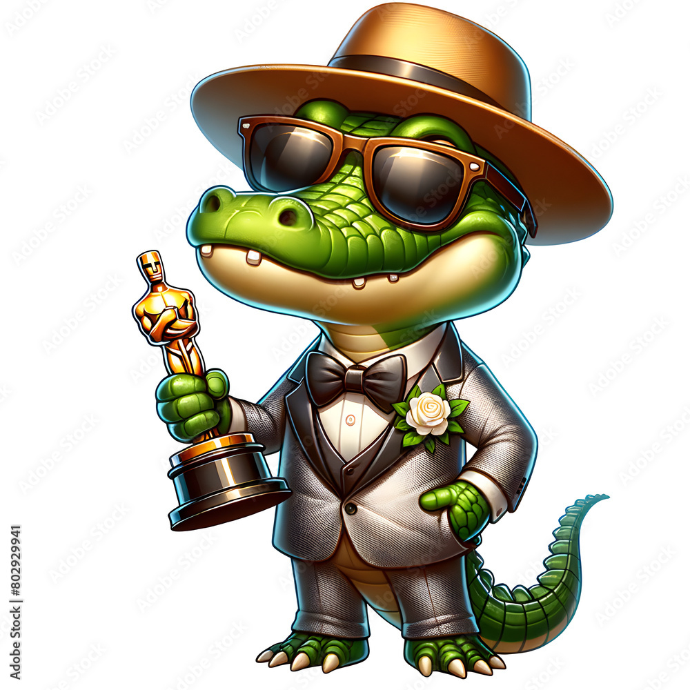 Cartoon illustration ( PNG 300 dpi ) , Crocodile has won an Oscar ...
