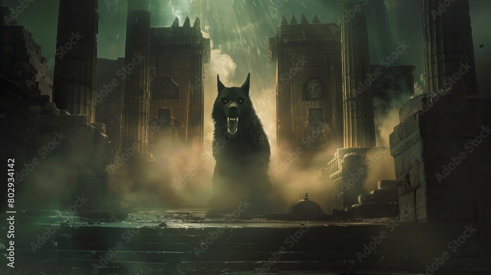 Greek mythology brought to life with the gates of Hades, where Cerberus ...