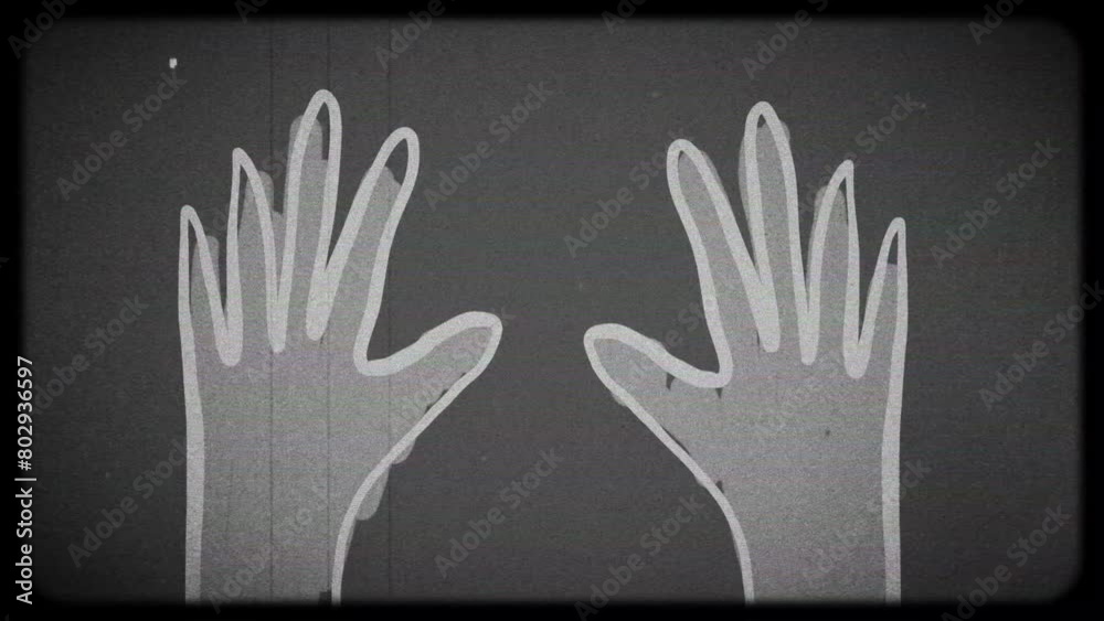 Human hands waving and reaching out in cartoon style animation and ...