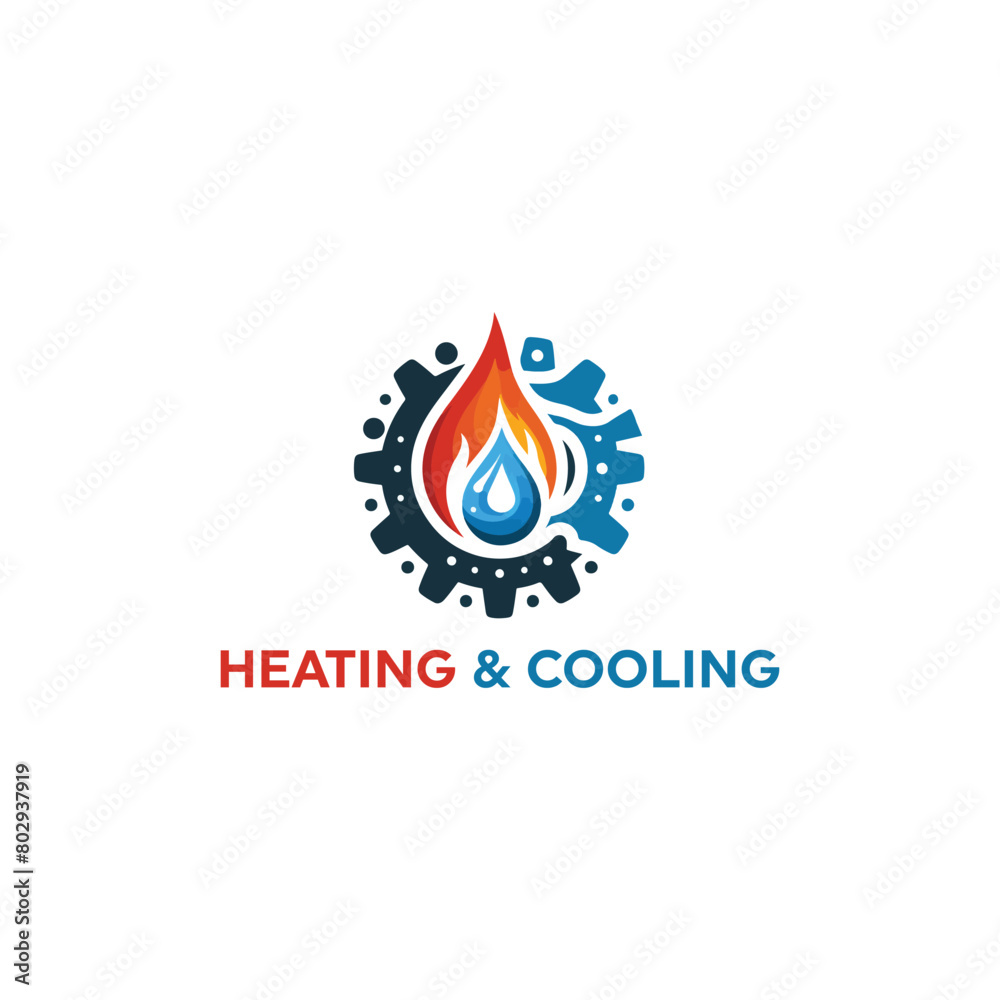 Heating and cooling logo, Abstract heating and cooling hvac logo design ...