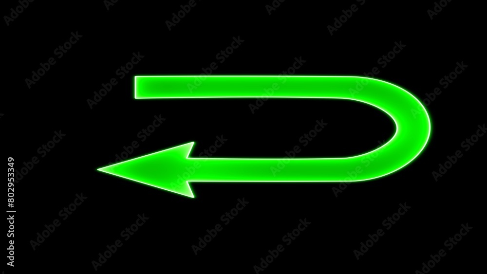 Glowing neon turn arrow icon. Neon abstract of left turn sign icon ...
