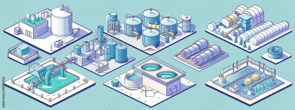 Diagrams illustrating the stages of the water purification process ...