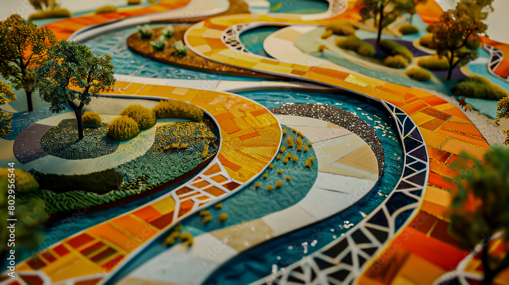 Design a thought-provoking image featuring an aerial view of ...