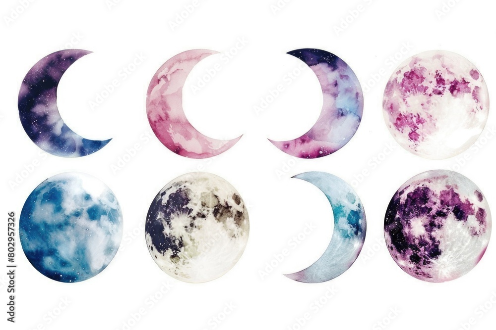 A collection of six different phases of the moon. Ideal for educational ...