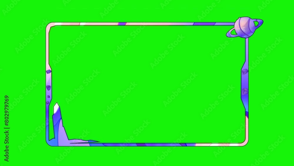 Animated pastel purple glowing stream webcam overlay, green alien ...