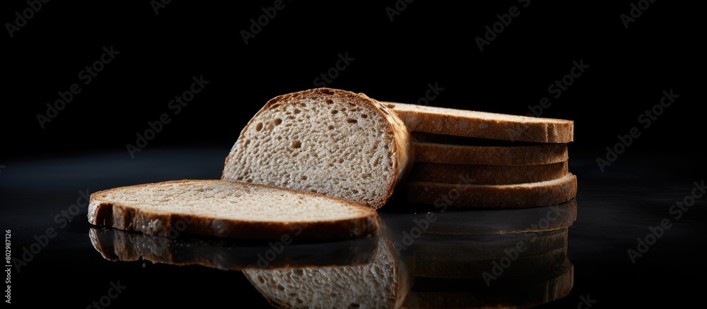A delicious Scandinavian crisp bread is presented on a reflective ...