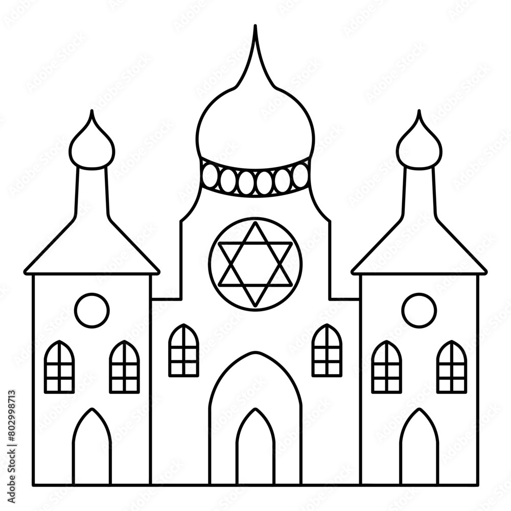 Synagogue. Sketch. Vector illustration. Outline on isolated background ...