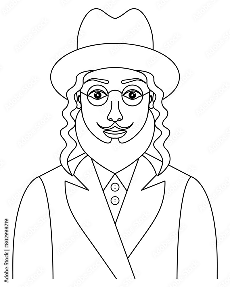 A man of Jewish nationality. Sketch. A young man with a beard and ...