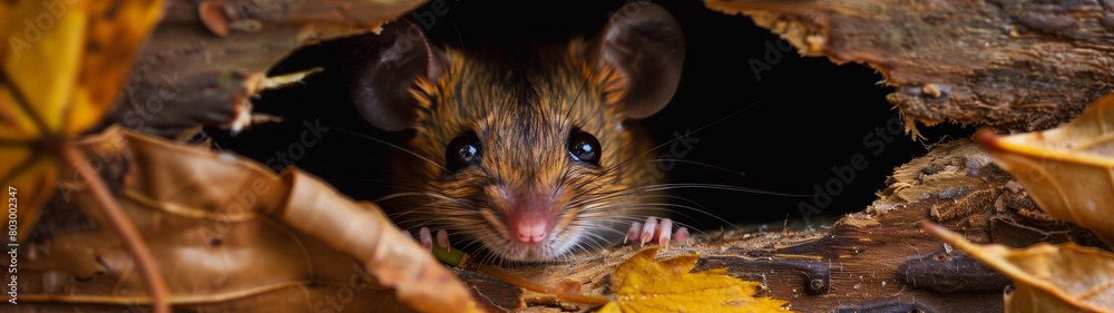 mouse in a hole in a wall representing the infestation of real estate ...