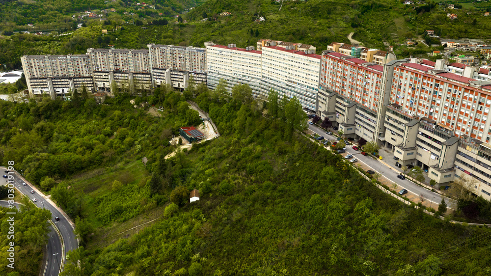 Aerial view of apartment complex known as "il Serpentone" (the great ...