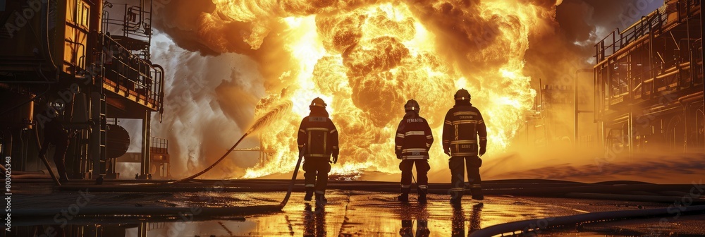 Witness a high-octane firefighting operation at an oil refinery, a ...