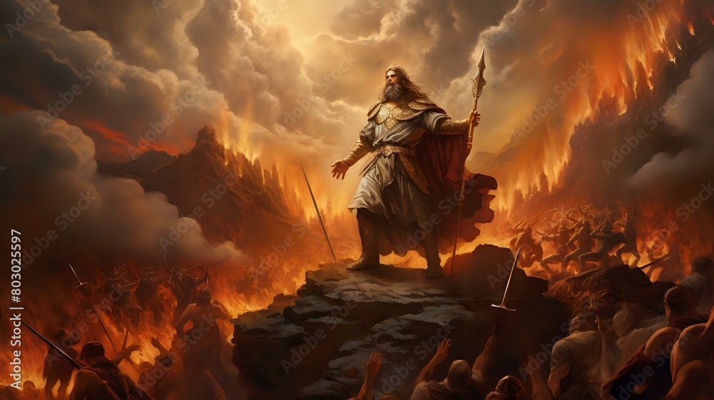 King David's Triumph: Artwork of a Biblical Battle Scene ilustração do ...