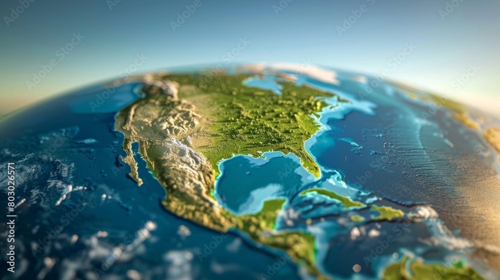 Highly detailed miniature globe focusing on North America with visible ...