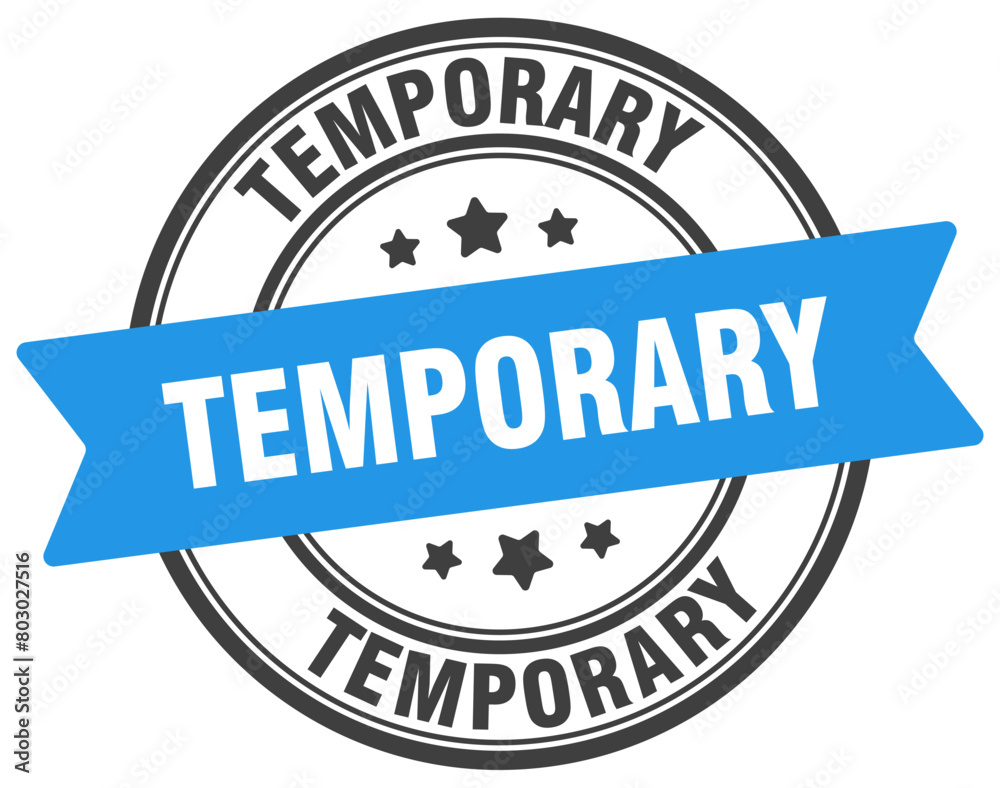 temporary stamp. temporary label on transparent background. round sign ...
