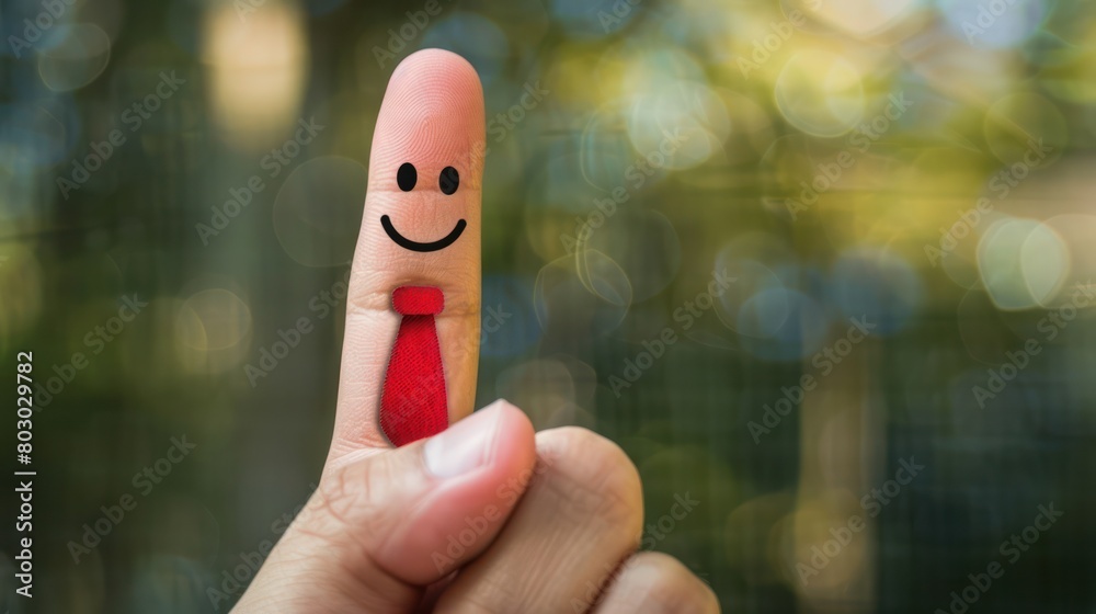 finger pointing upwards and drawn a happy face on the fingertip and ...