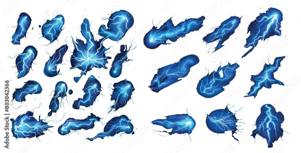 Animated frames of electric strike, magic electricity strike, and ...